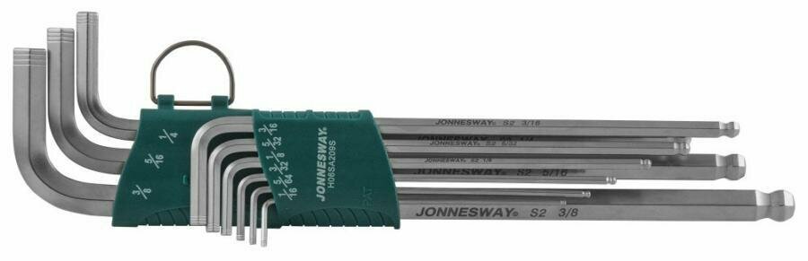 JONNESWAY H06SA209S Набор шестигранных ключей EXTRA LONG с шаром 11/16-3/8 9 пр. JONNESWAY H06SA209S