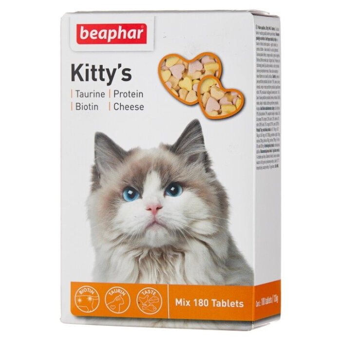 Кормовая добавка Beaphar "Kittys Mix" Витаминная смесь комплекс для кошек, 180 таблеток