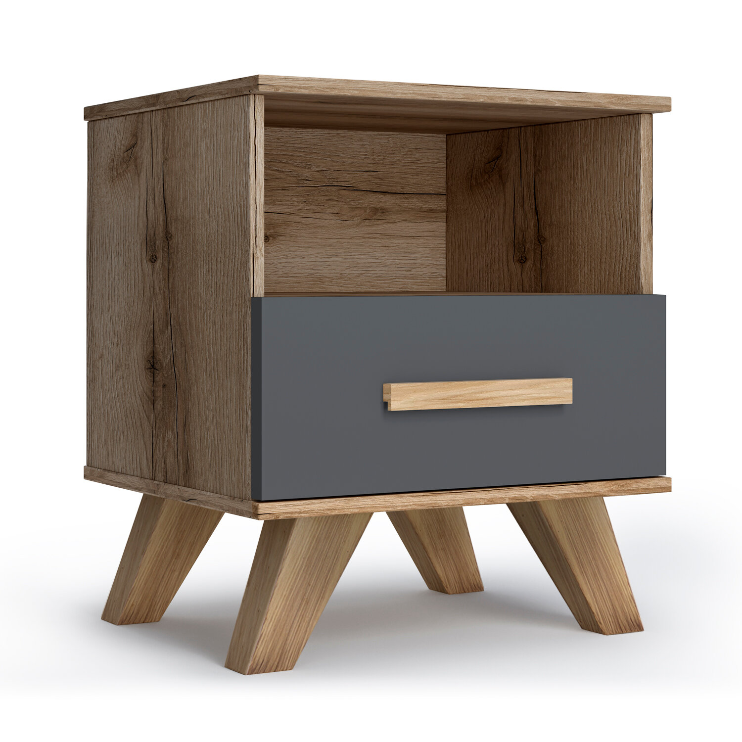 Тумба прикроватная Кураж Вега Скандинавия Дуб Каньон, силк флай