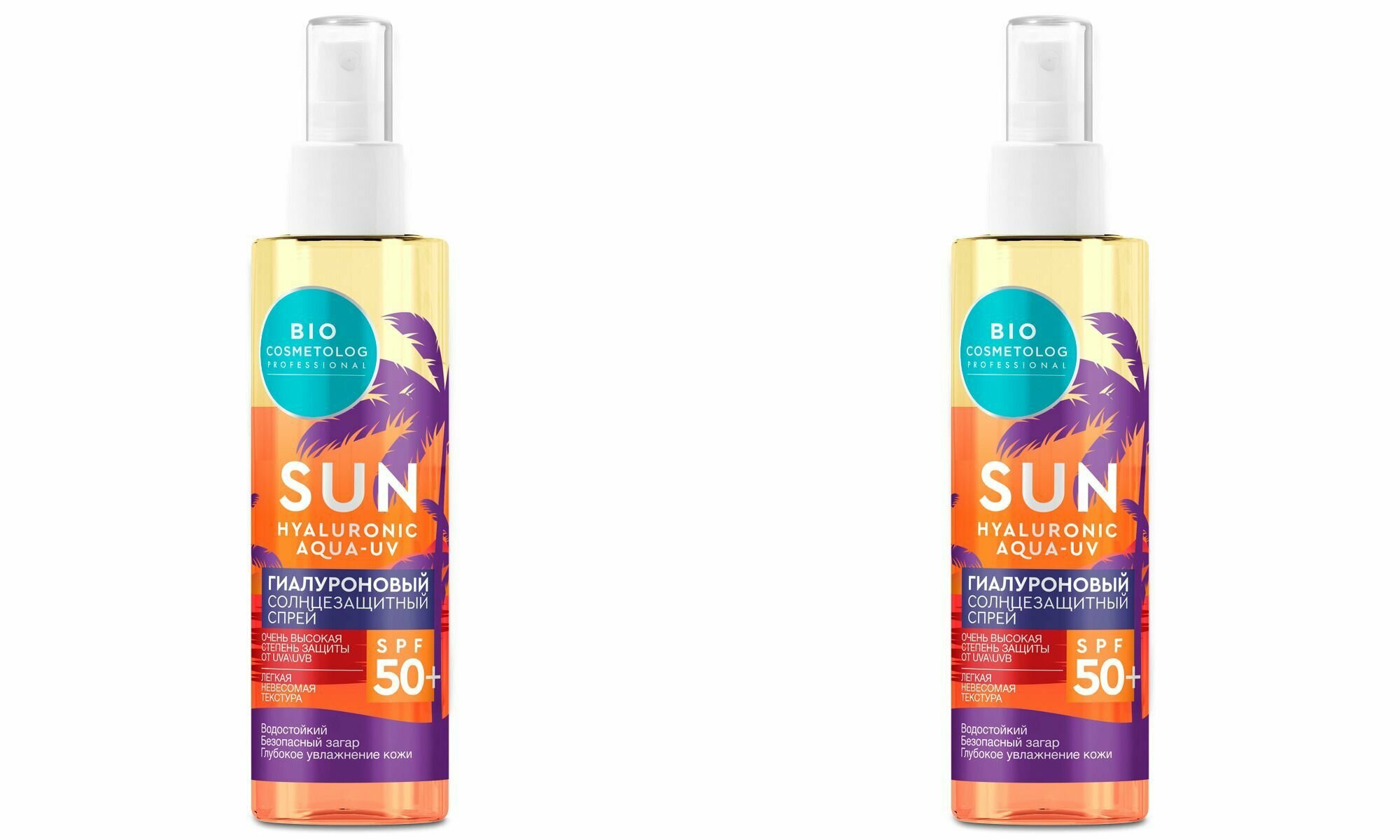 BioCosmetolog Спрей солнцезащитный Гиалуроновый, SPF 50, 190 мл, 2 шт