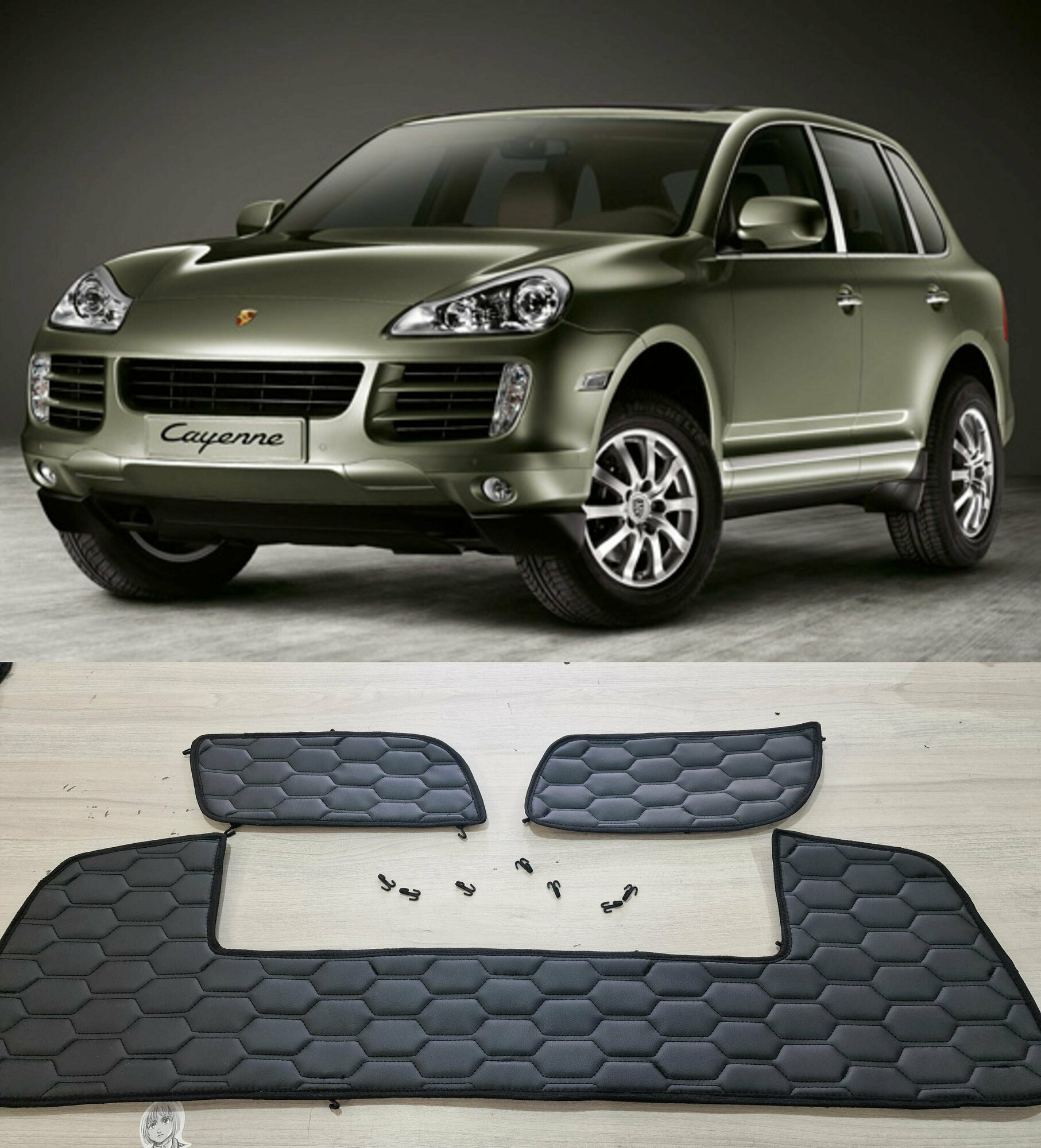 Утеплитель радиатора и бампера для Porsche Cayenne Порш Каиен 1 поколение (957) (2007-2010) рестайлинг