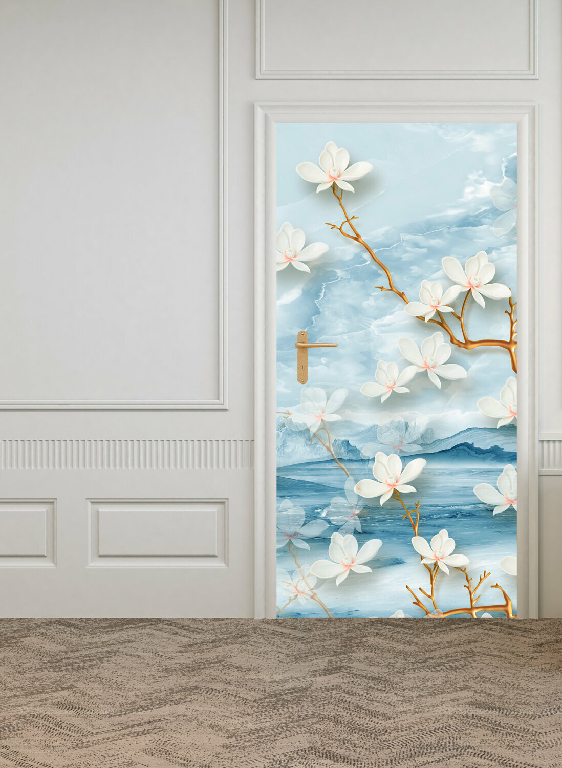 Фотообои на двери самоклеющиеся 3d HARMONY Весеннее цветение 97х202 см HDD-113 фото обои 3д