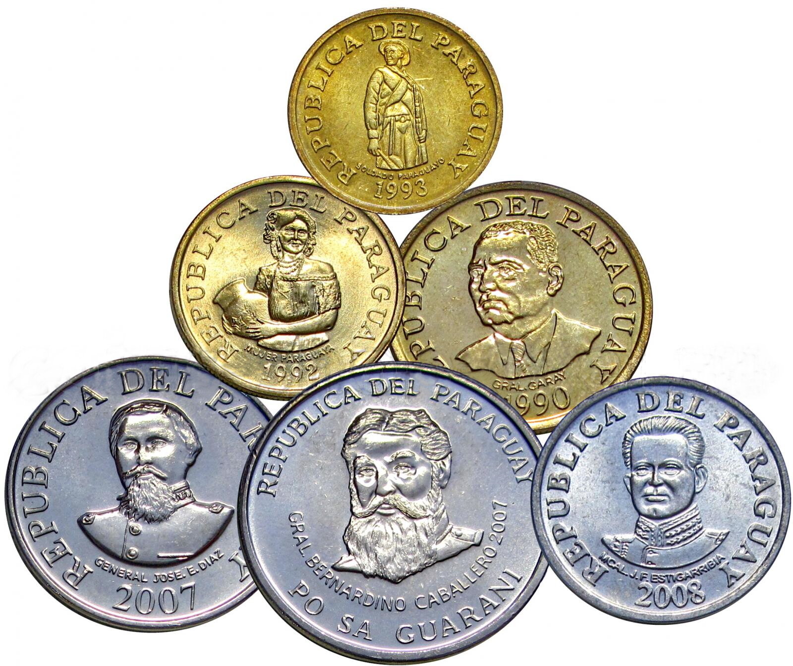 Набор 6 монет 1990-2014 Парагвай