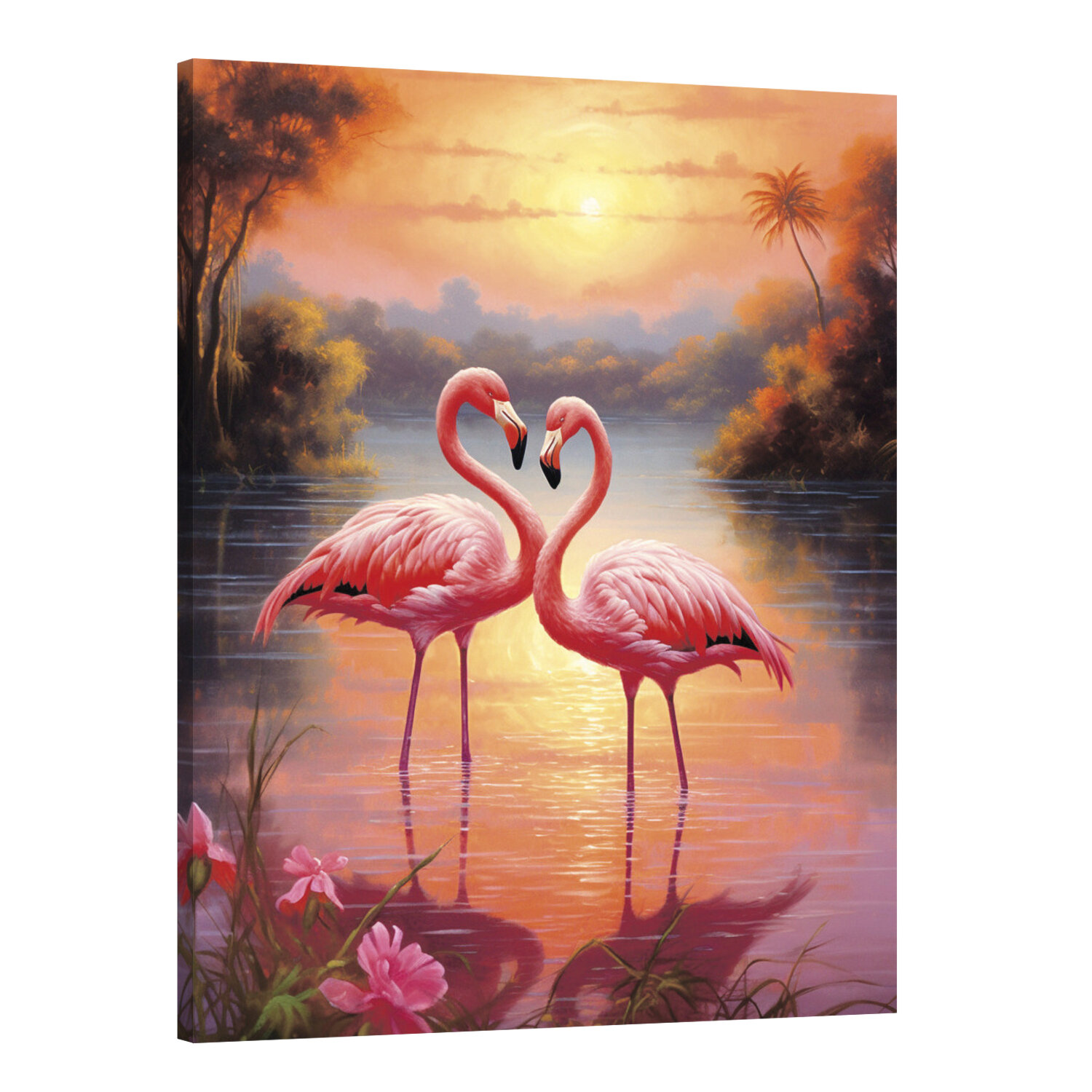 Интерьерная картина 50х70 "Магия розовых птиц фламинго"