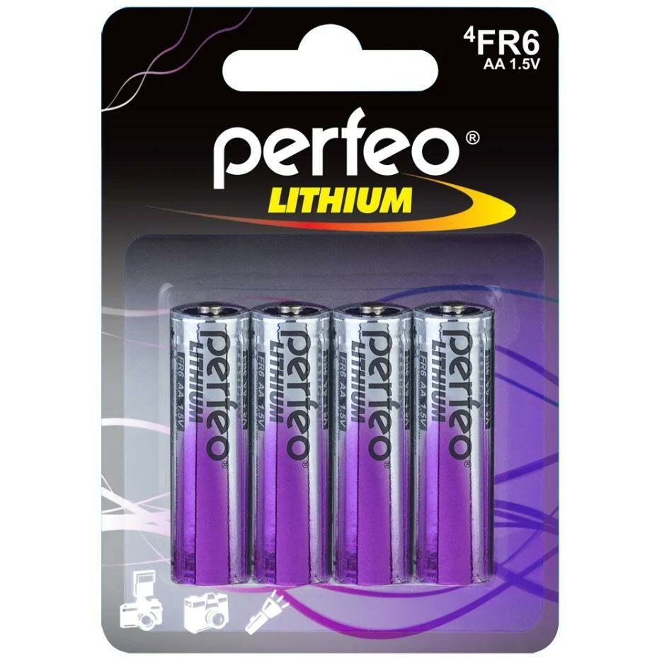 Батарейка FR6/AA Perfeo Lithium BL4 PFFR6/4BL, 4шт.