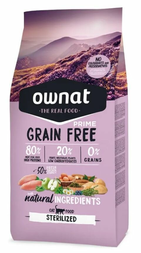 Ownat Adult Sterilized Grain Free Сухой корм для стерилизованных кошек, с курицей и индейкой, 1 кг