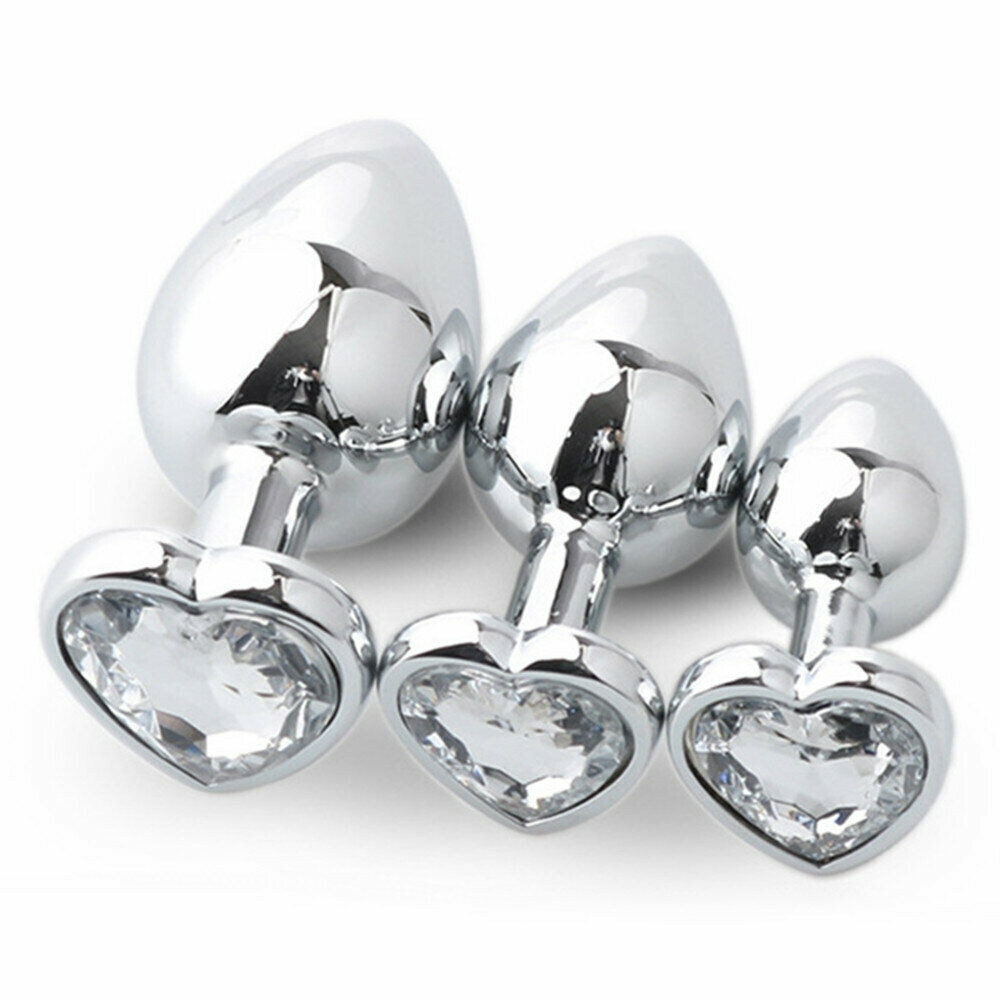 Анальная пробка В форме сердца Бусины, 3 ШТ./компл БЕЛАЯ