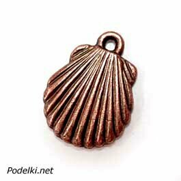 Фурнитура для бижутерии Подвеска Ракушка плоская 0004507 медный цвет 18x14 мм, цена за 4 шт.