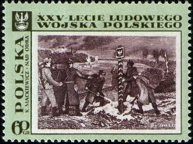 (1968-059) Марка Польша "Пограничный пост" 25 лет Народной Армии III