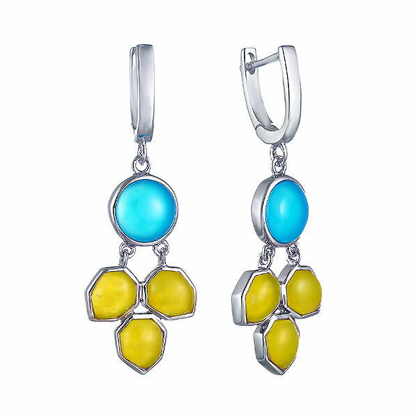 Серьги, серебро, 925 проба, агат