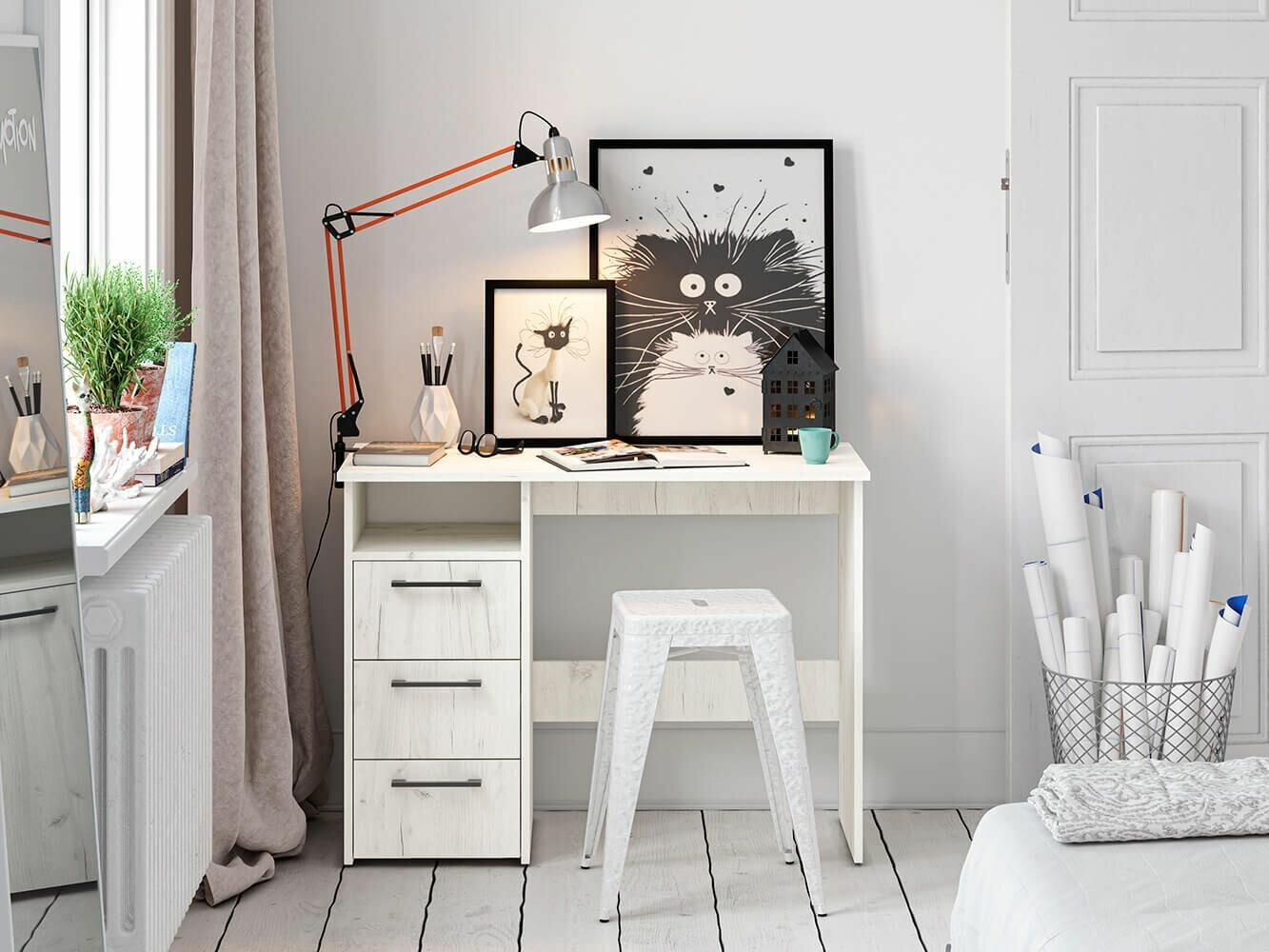 Стол с ящиками Фронда-10 К1, Дуб крафт светлый