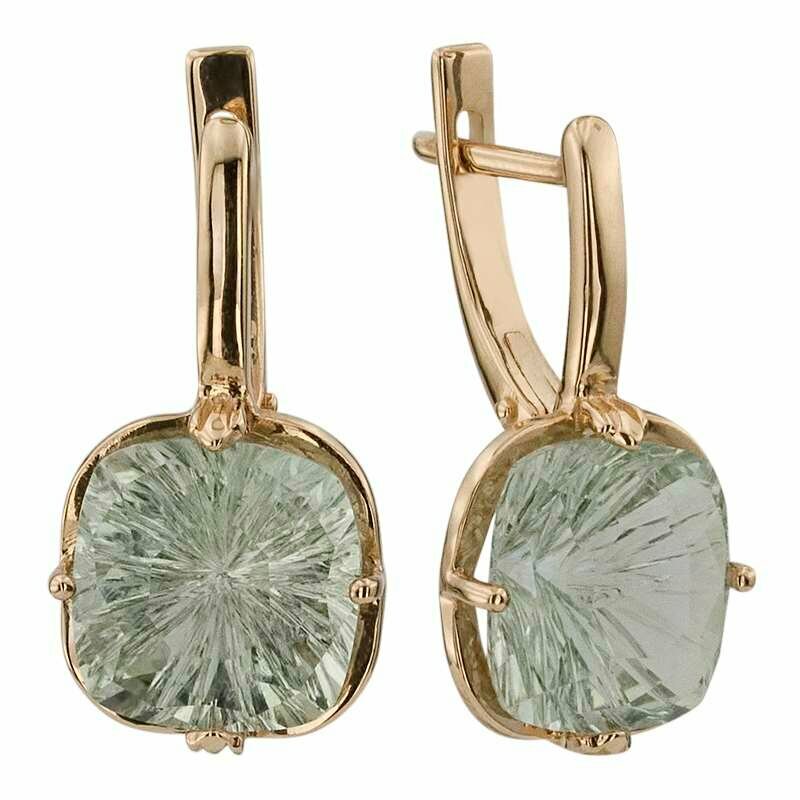 Серьги, красное золото, 585 проба, аметист