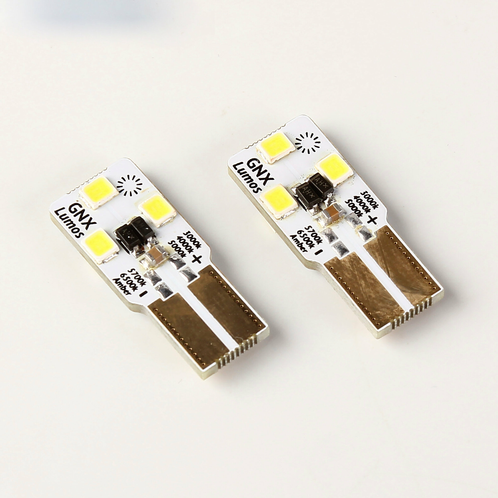 Светодиодная лампа автомобильная GNX Lumos W5W автолампа LED температура света белая 5700K комплект 2шт