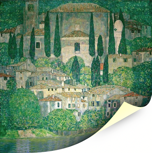 Картина для интерьера "Церковь в Кассоне", художник Климт, Густав, печать на холсте (40х40 см / без подрамника)
