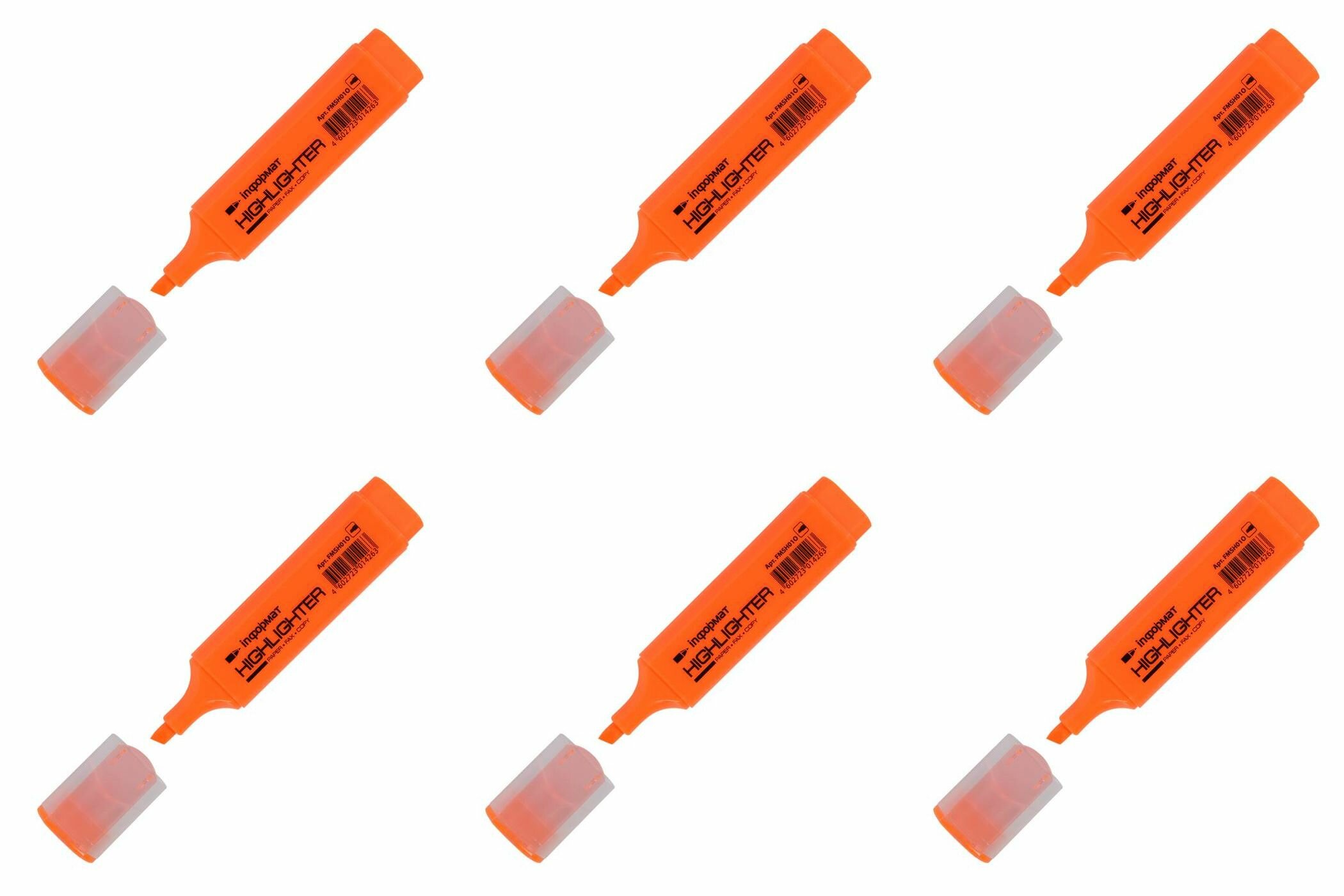 InФормат Маркер текстовой 1-5 мм, оранжевый , скошенный, 6шт.