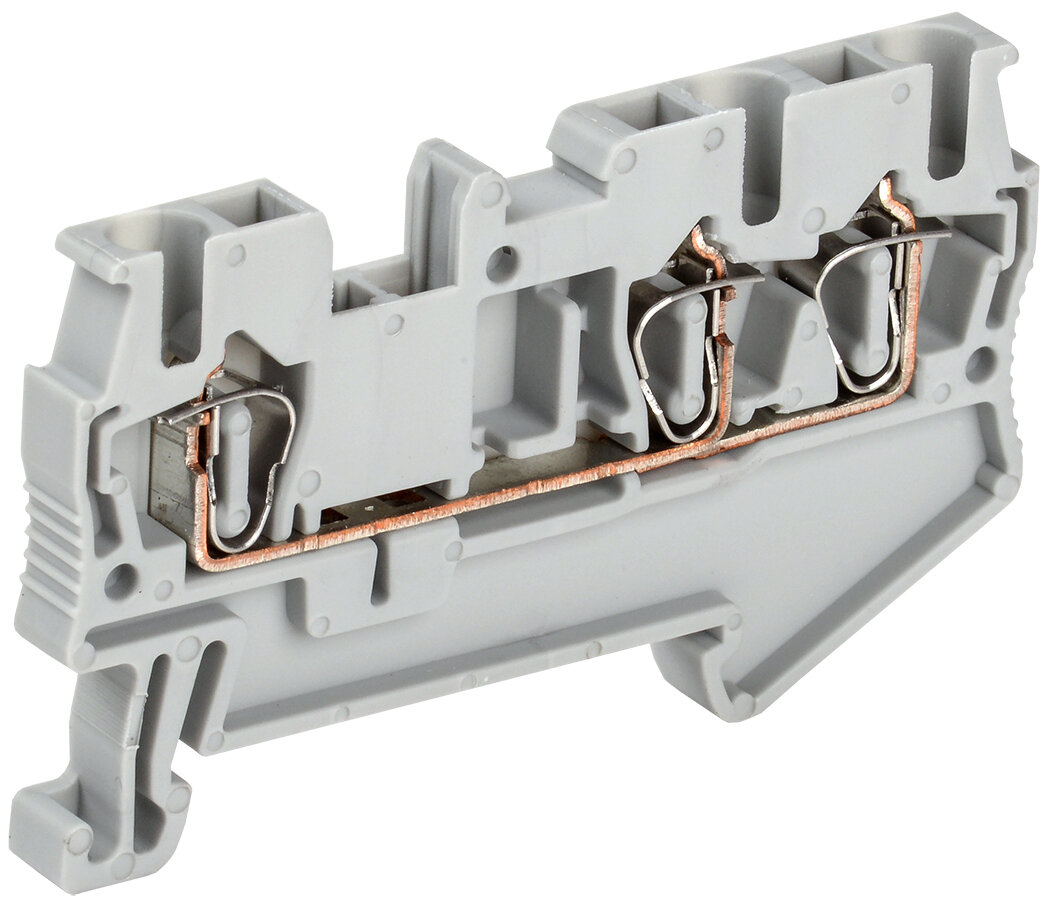 Клемма пружинная IEK КПИ 3в-2.5, 3 вывода, 31А, серый