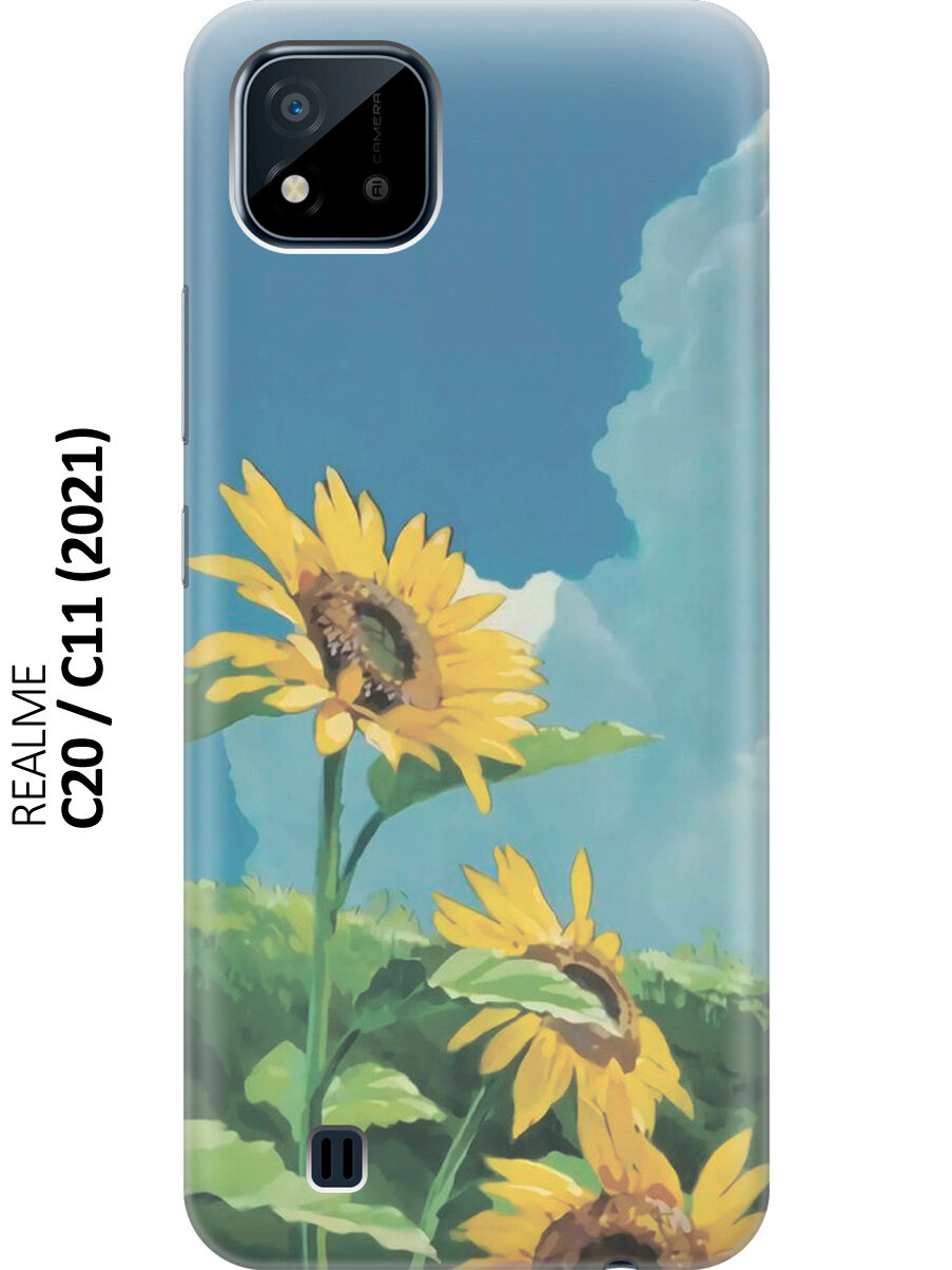 Силиконовый чехол Три подсолнуха в поле на realme C20 / C11 (2021) / Рилми С20 / С11 (2021)