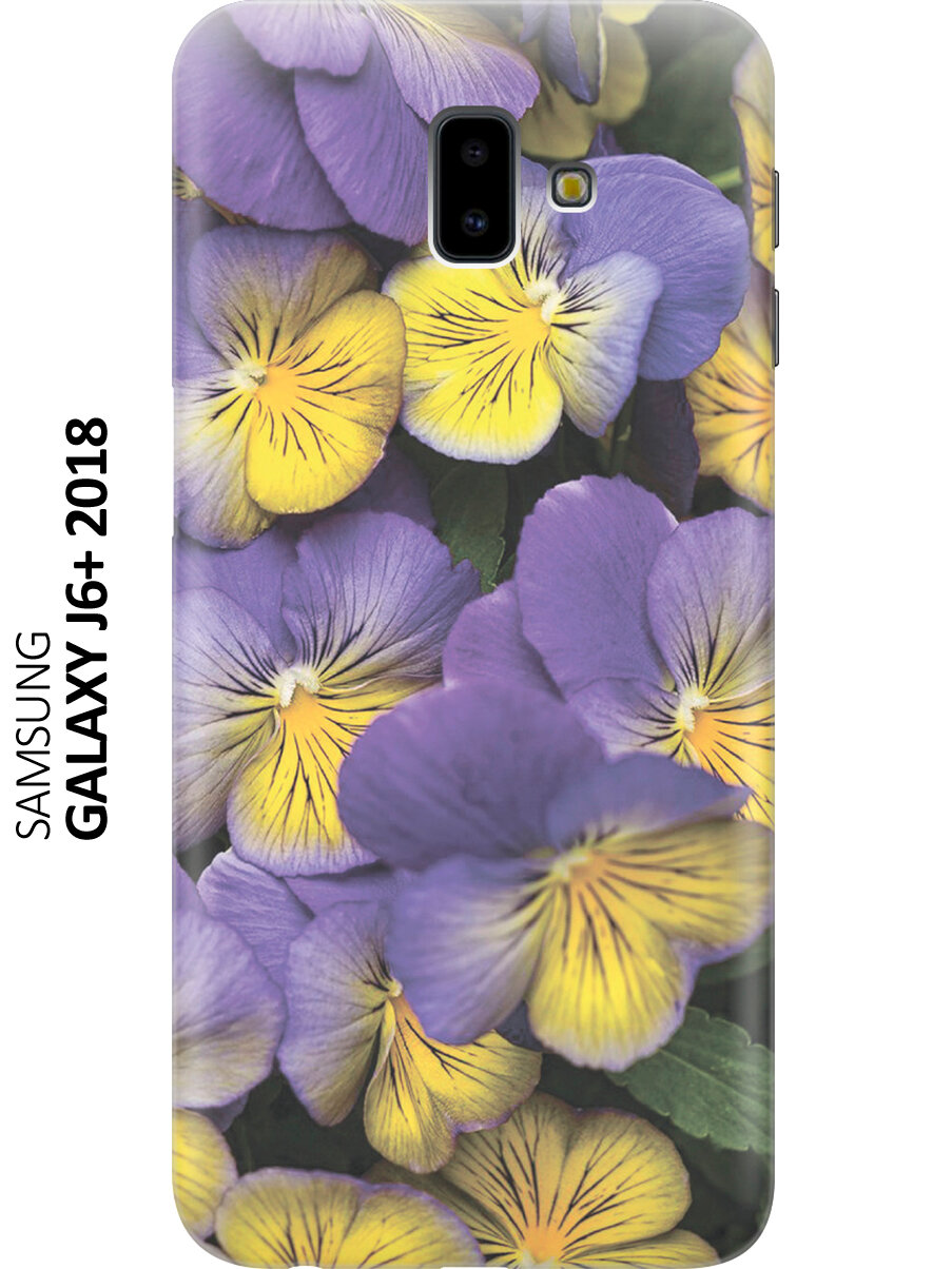 Силиконовый чехол Фиолетовые и желтые фиалки на Samsung Galaxy J6+ (2018) / Самсунг Джей 6 плюс
