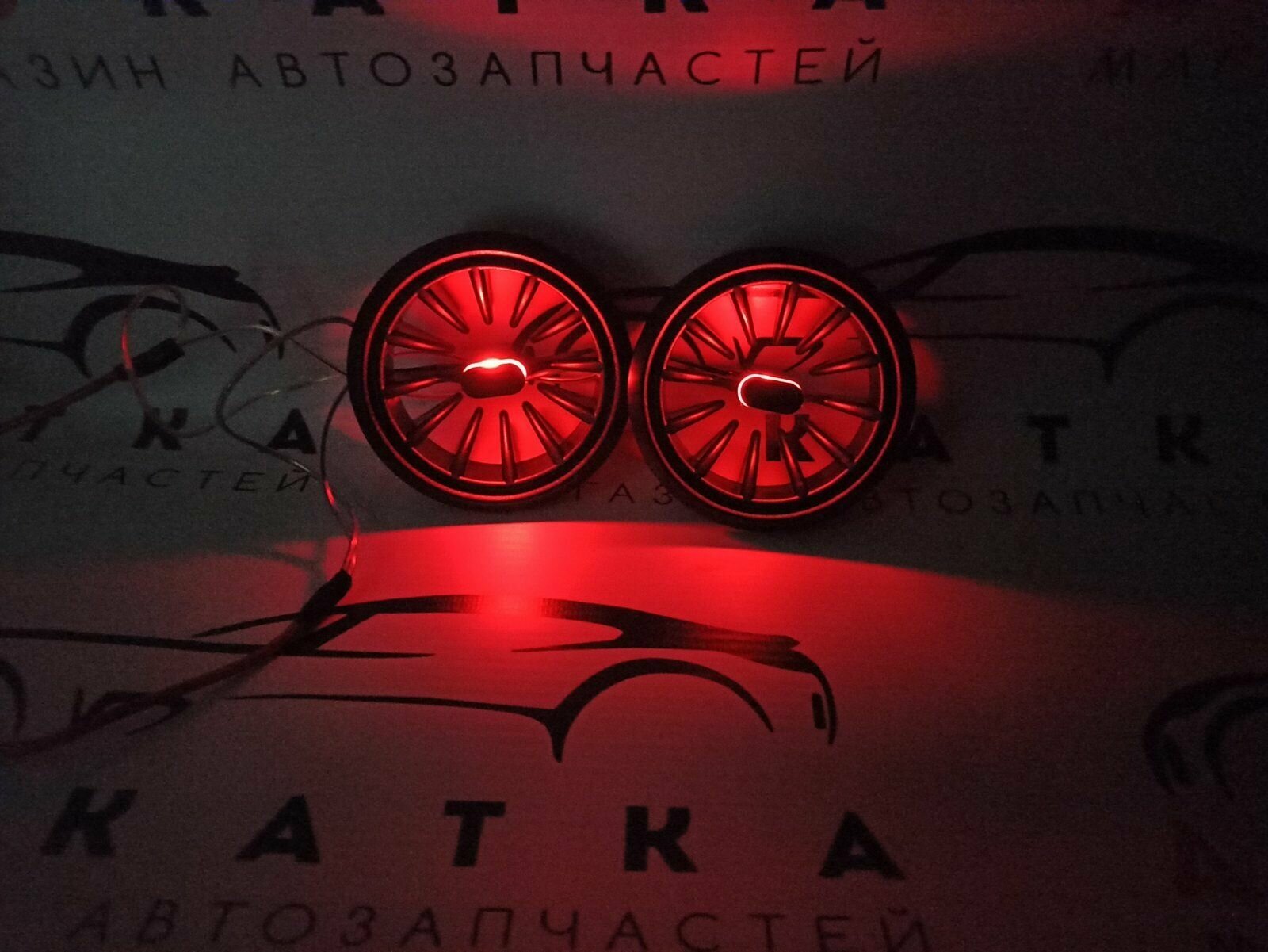 Воздуховод 2шт , сопло, решетка печки, дефлектор в стиле АМГ Красные (AMG) (2шт) для Гранта Granta, Калина 2 Kalina 2