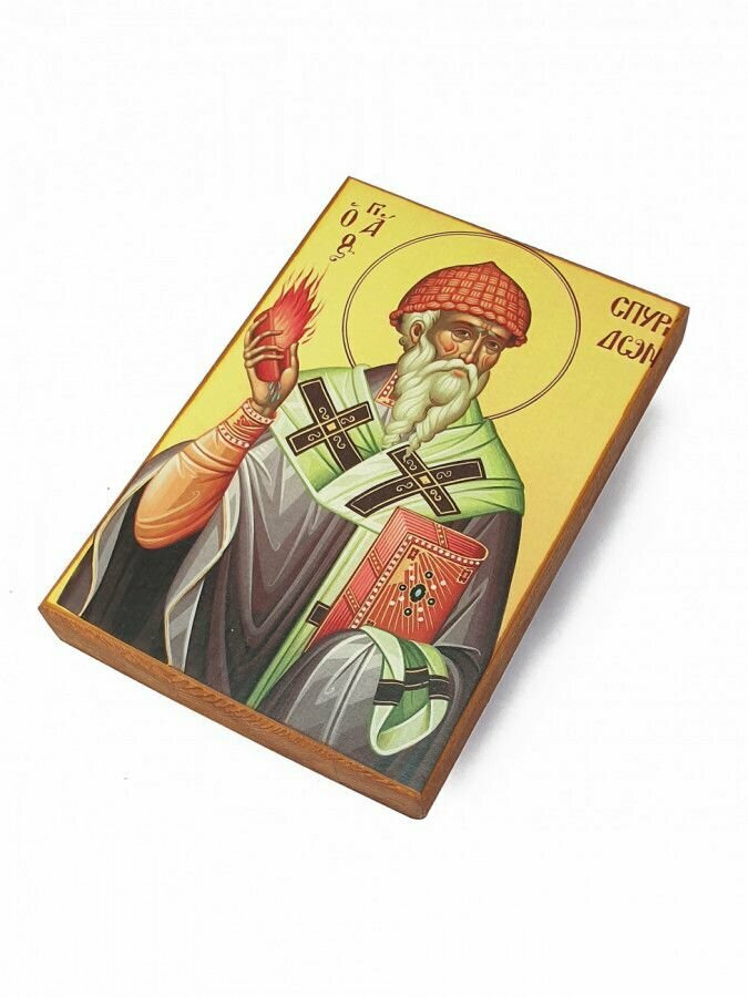 Икона Спиридон Тримифунтский, Святитель, под старину, 15х17 см