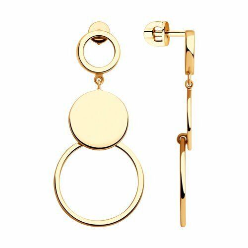 Серьги пусеты, серебро, 925 проба, золочение