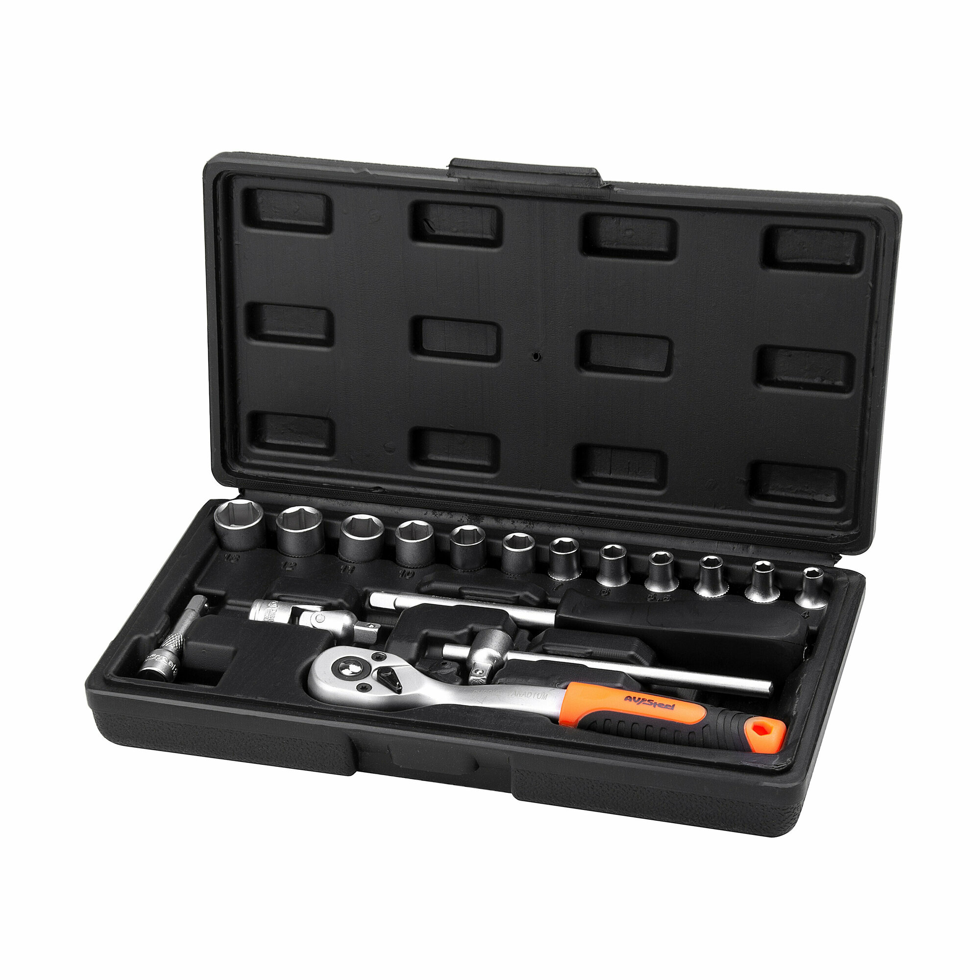 Набор инструмента "AV Steel" 17 предметов 1/4", профессиональный