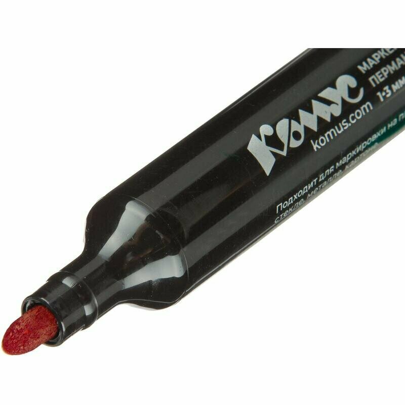 Маркер перманентный Комус красный толщина линии 1-3 мм круглый наконечник, 1660252