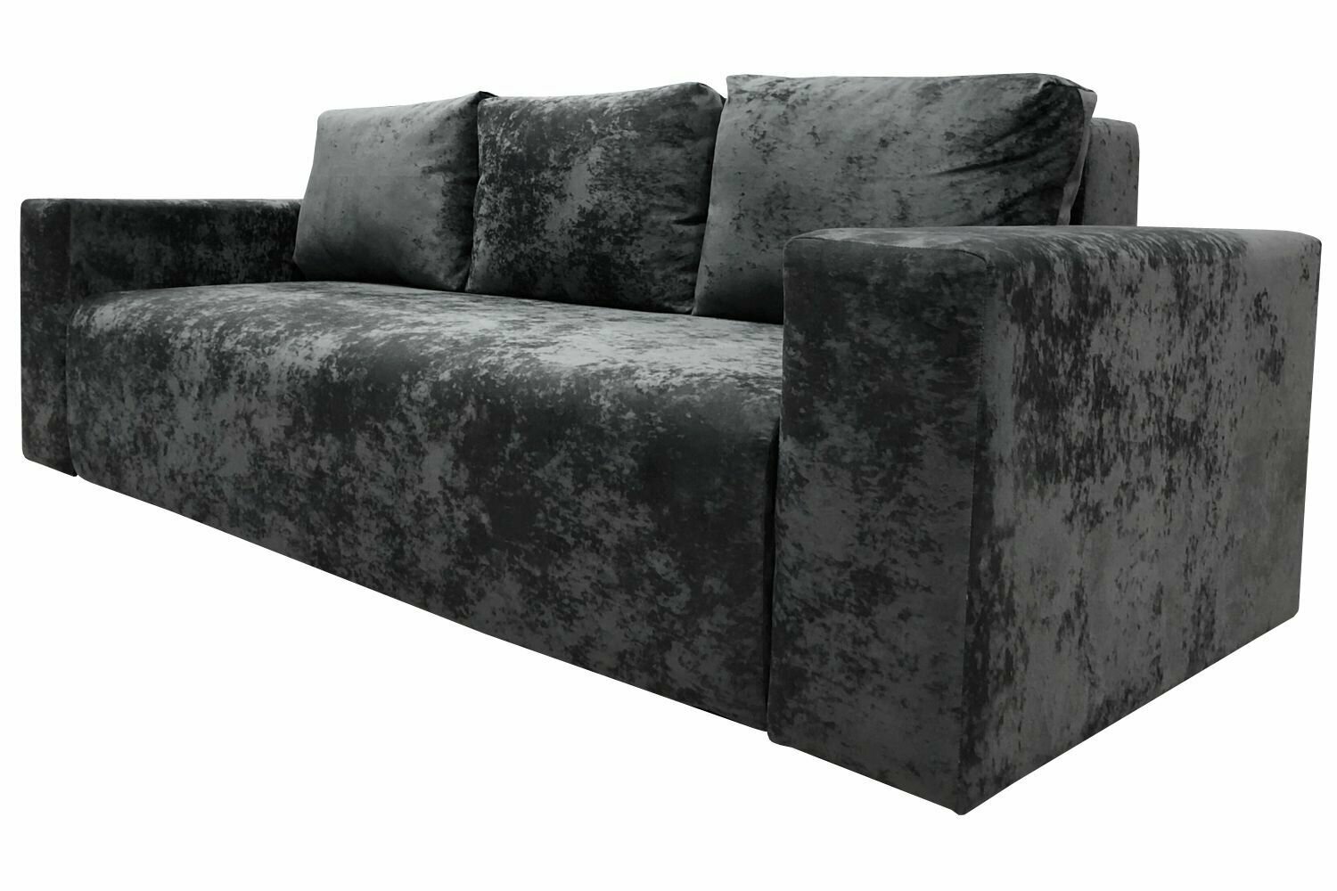 Диван-кровать раскладной Лаунж 235x100x80 еврокнижка, велюр Овен гранитно-серый, ящик для белья