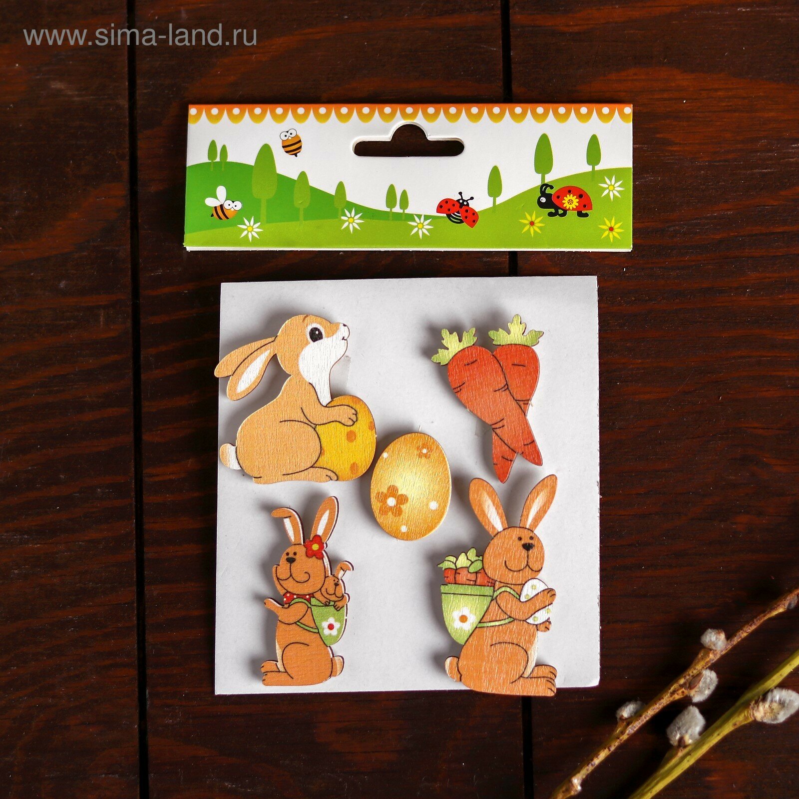 Китай Декоративные наклейки «Пасхальные зайки» 5 штук в наборе