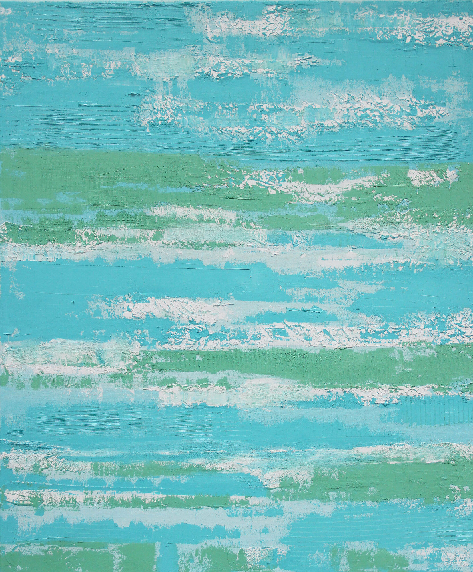 Интерьерная картина маслом на холсте. Современная абстракция в бирюзовых тонах