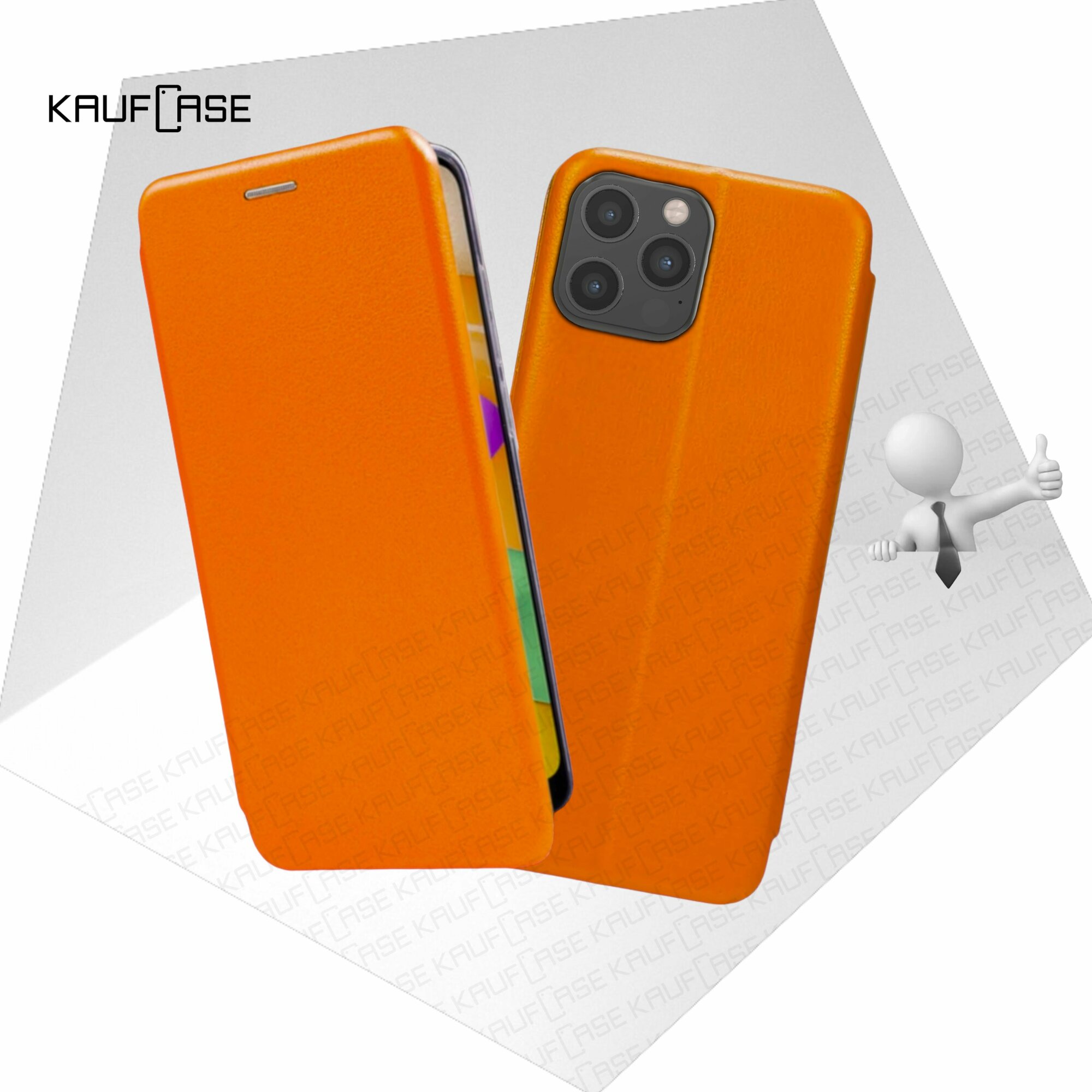 Чехол книжка KaufCase для телефона Apple iPhone 12 Pro Max (6.7"), оранжевый. Трансфомер