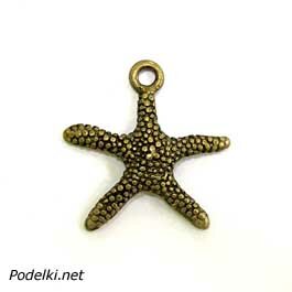 Фурнитура для бижутерии Подвеска Морская звезда 0004495 бронзовый цвет 19x18 мм, цена за 10 шт.