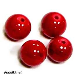 Натуральная бусина под Коралл красный 0004387 шарик 12 мм, цена за 10 шт.