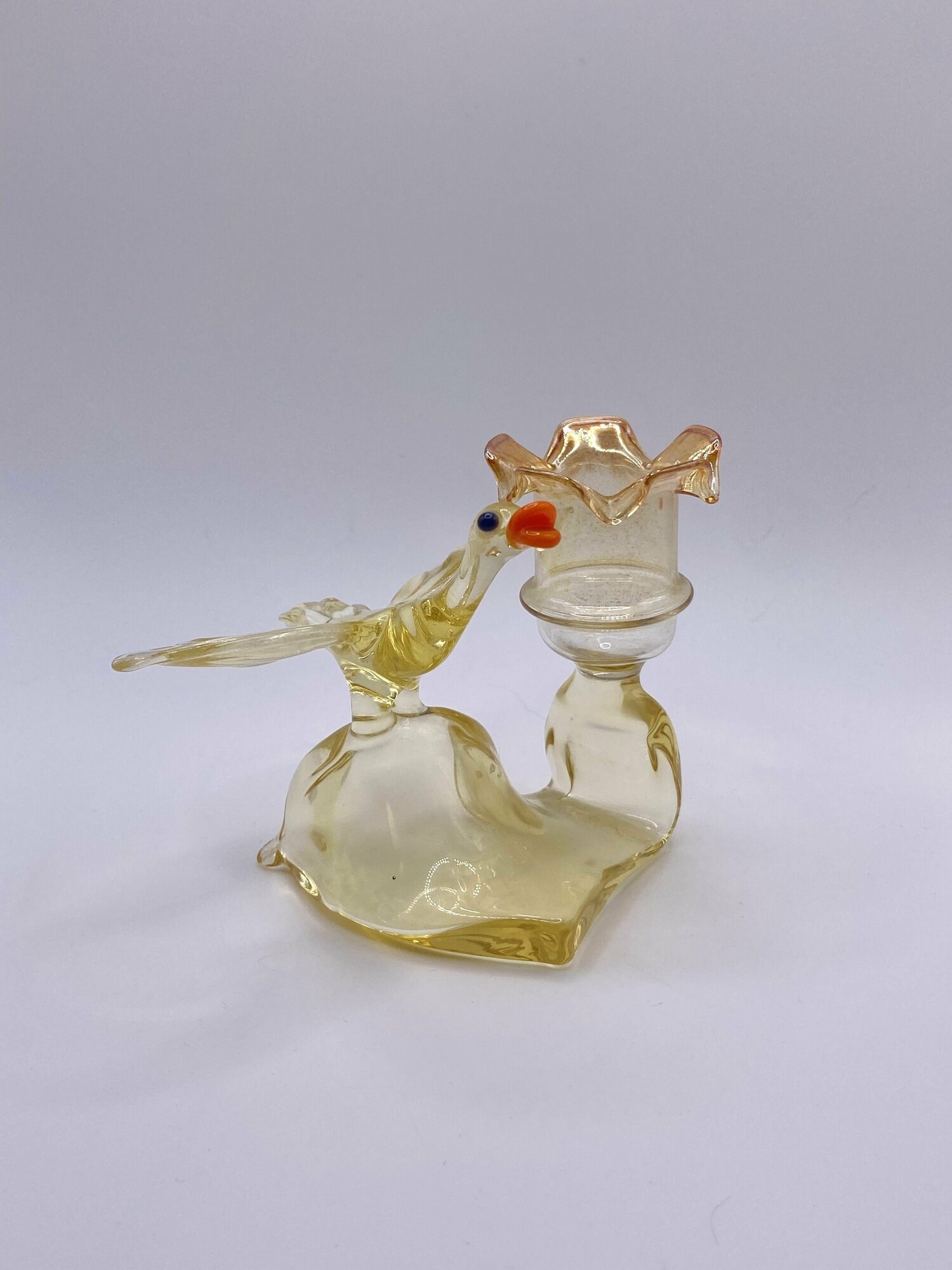 Подсвечник "Лебедь" Цветное стекло! СССР! Красота! Состояние! На 1 свечу!