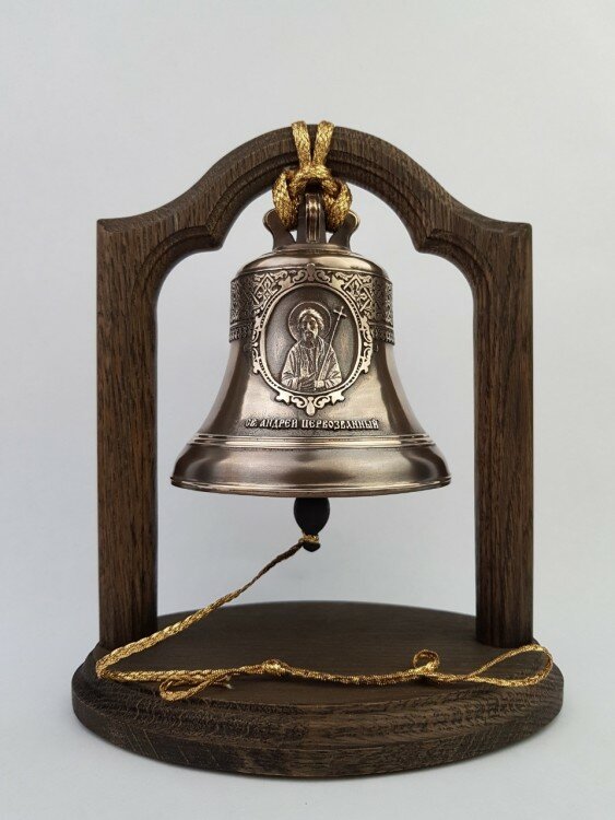 Колокол бронзовый на подставке "Святой апостол Андрей Первозванный" d12см, 1кг