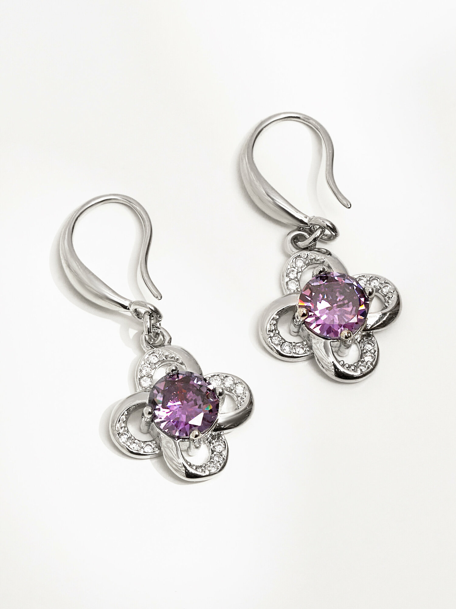 Серьги с подвесками, кристаллы Swarovski