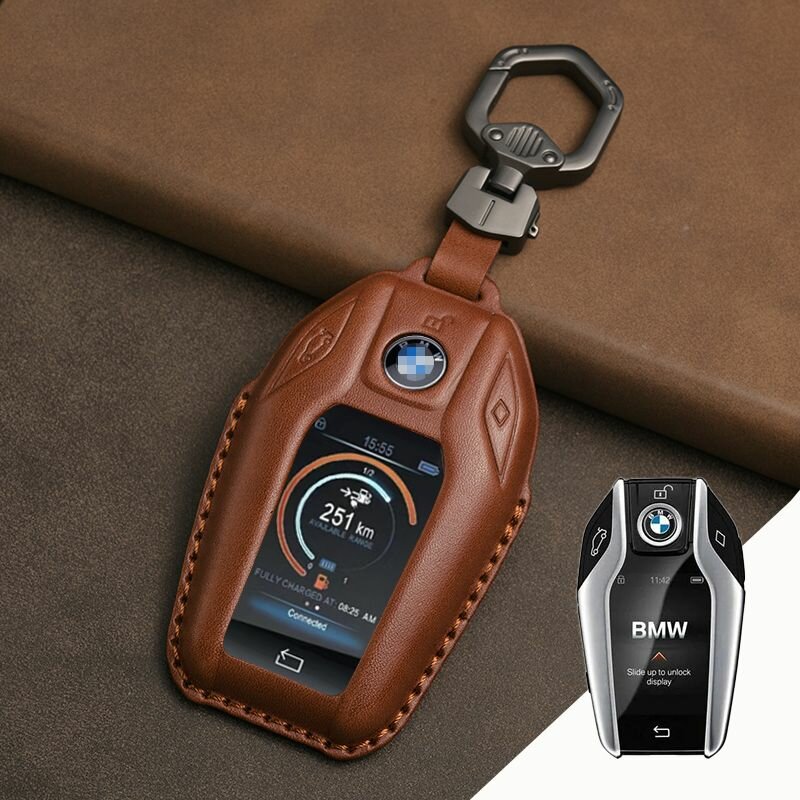 Чехол кожаный для смарт ключа BMW с экраном