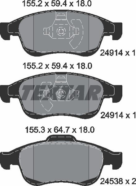 Колодки передние с противошумной пластиной Q+ RENAULT DUSTER 10- FLUENCE 10- MEGANE III 08- TEXTAR 2491401