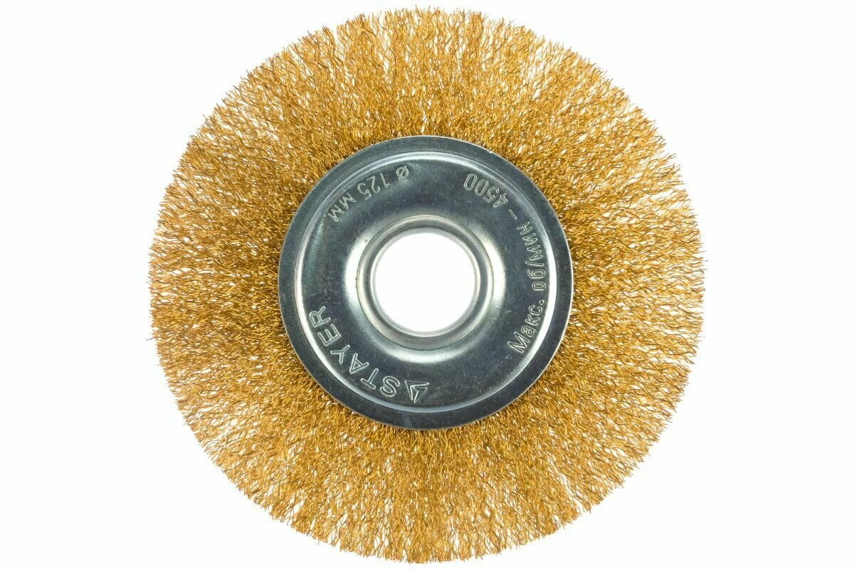 Щетка дисковая PROFESSIONAL (125х22 мм; витая стальная латунированная проволока 0.3 мм) для УШМ STAYER