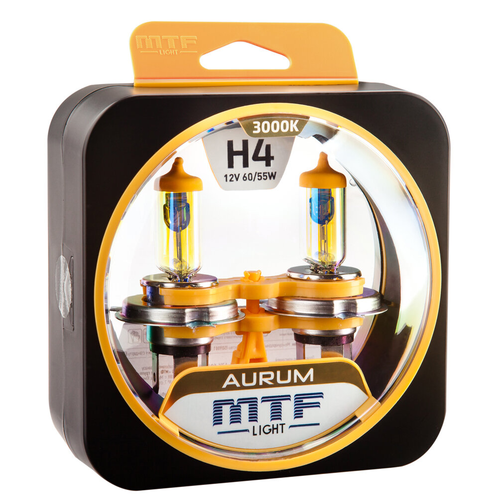 Галогенные автолампы MTF Light серия AURUM H4, 12V, 60/55W, комп.