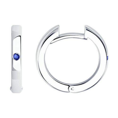 Серьги конго, серебро, 925 проба, родирование, фианит