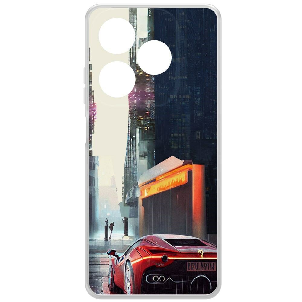 Чехол-накладка Krutoff Clear Case Сити для INFINIX Smart 8, с рисунком, термопластичный полиуретан (TPU)
