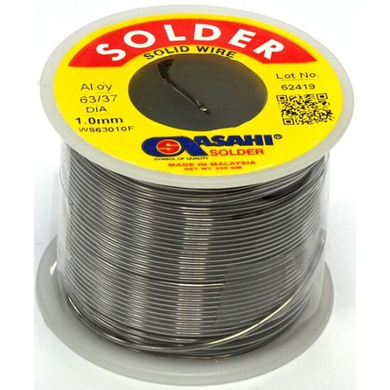 Припой Asahi WS63010F, 1.0мм 0.25кг Sn63/Pb37 без флюса