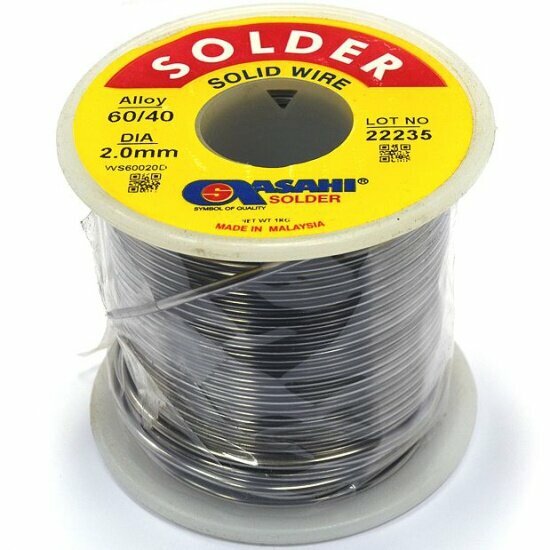 Припой Asahi WS60020D, 2.0мм 1.0кг Sn60/Pb40 без флюса