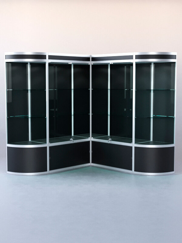 Витрина "В угол зала" №5 (закрытая, задняя стенка - ДВП), Черный