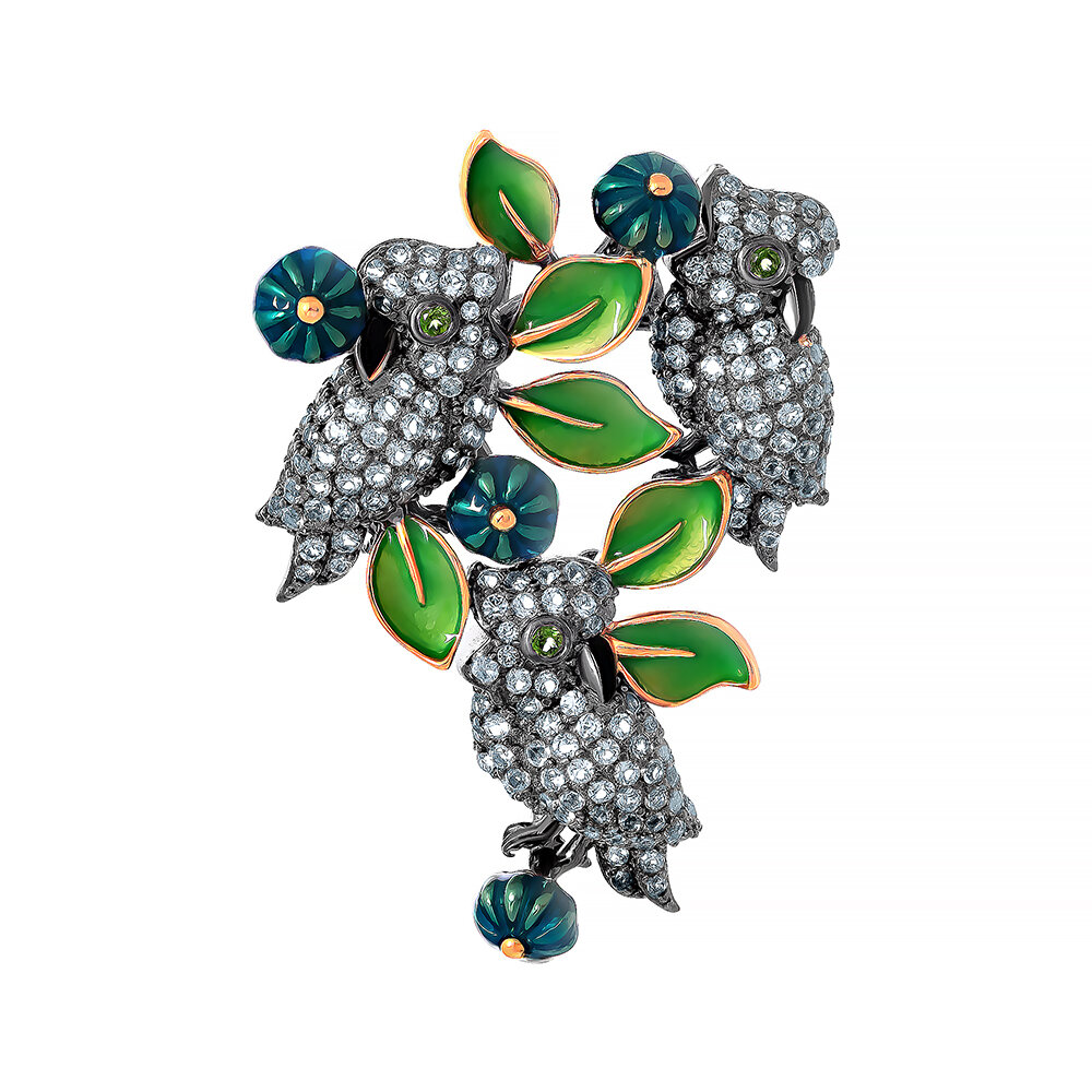 Брошь, серебро, 925 проба, топаз