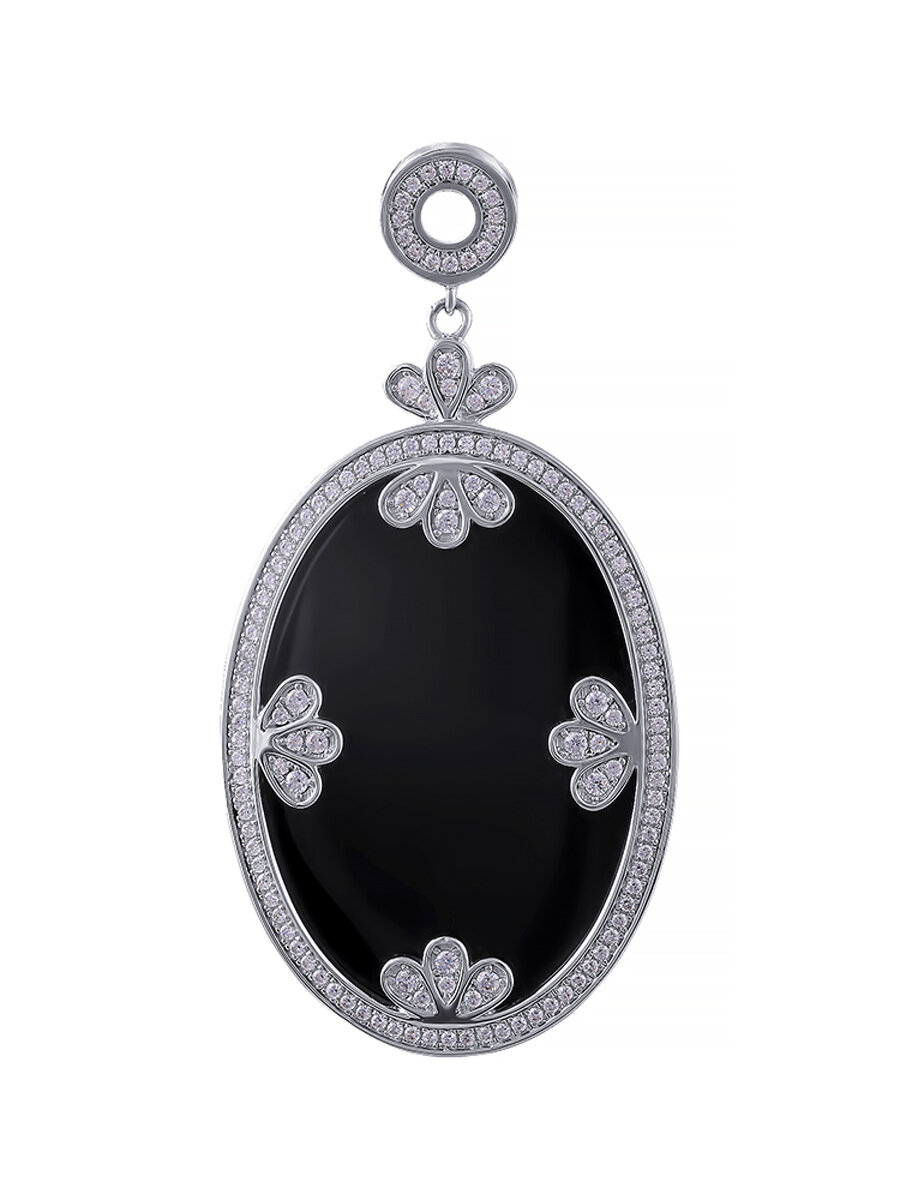 Подвеска, серебро, 925 проба, оникс, циркон