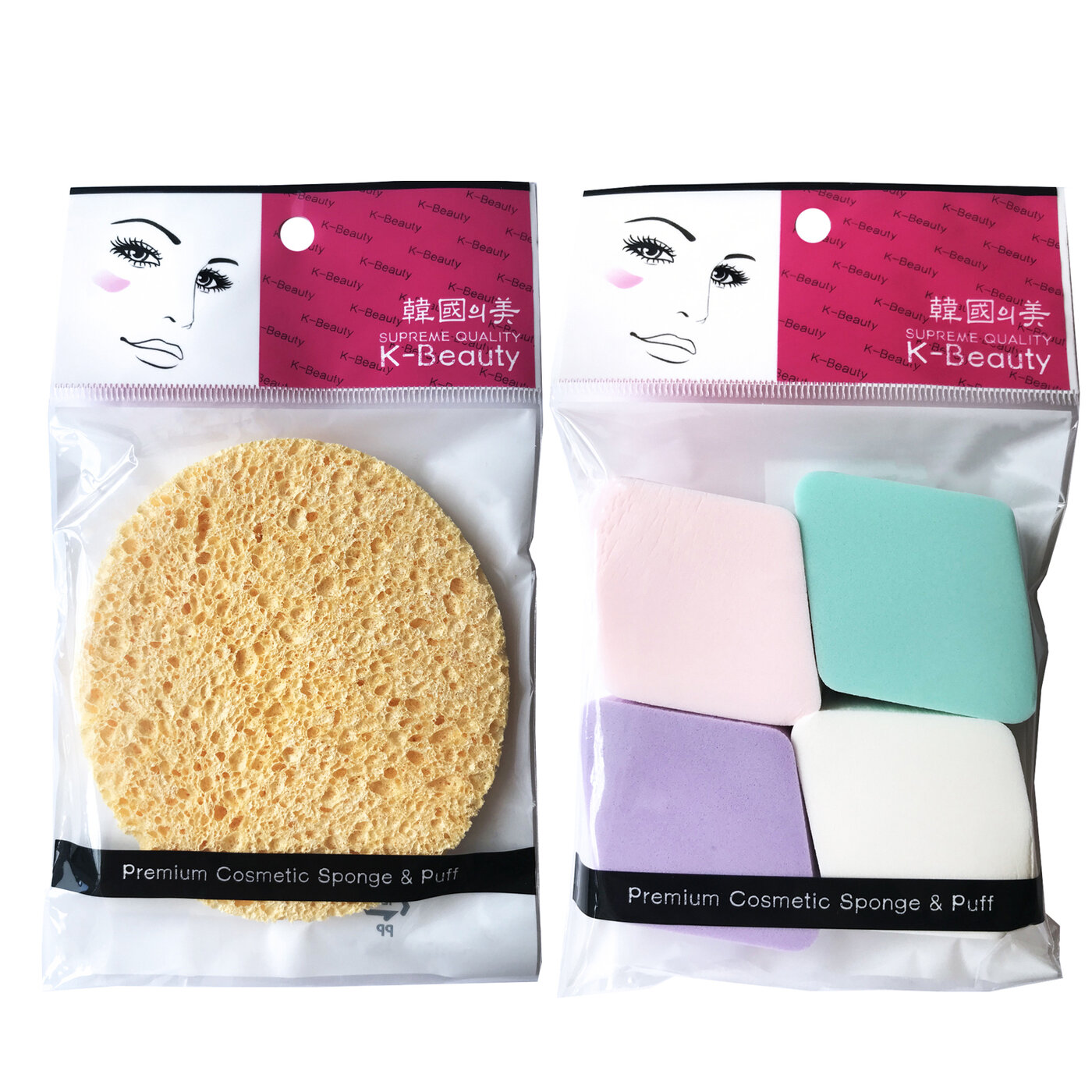 K-Beaty набор спонжей: пористый спонж (для очищения) и косметический спонж "Ромб" (для нанесения ровного тона)