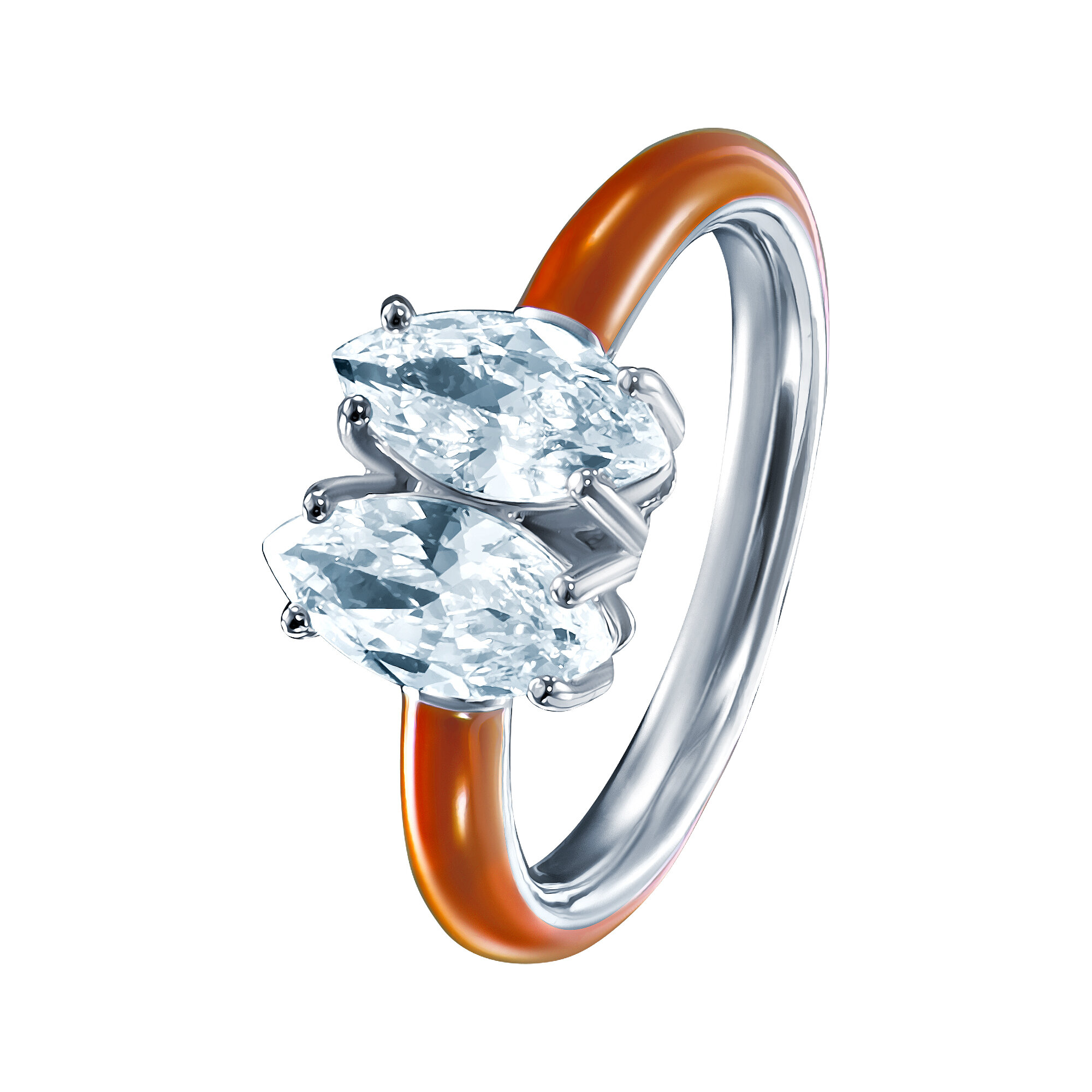 Кольцо, серебро, 925 проба, фианит