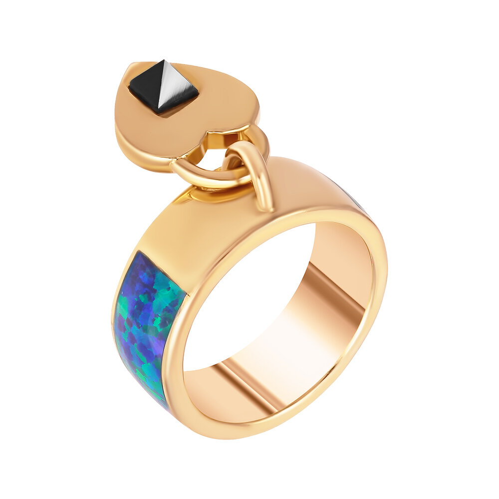 Кольцо, серебро, 925 проба, опал, оникс